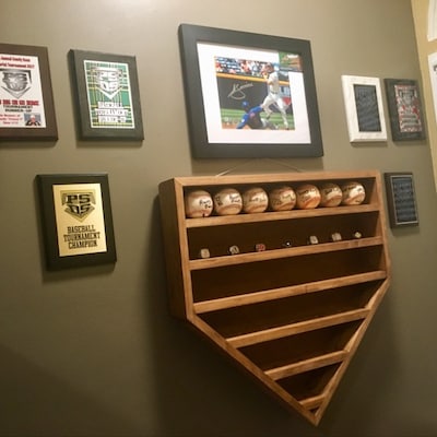 Large Baseball Display Shelf, Holds 20 Baseballs and 16 Championship ...