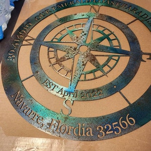 Personalized Compass Metal Sign Custom Coordinates Sign Nautical Decor ...