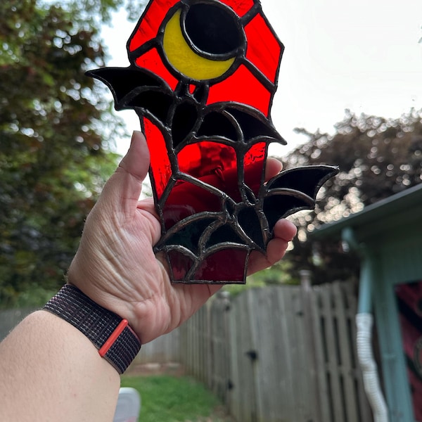 Coffin With Bats Stained Glass Pattern Pdf Digital File | Digital ...