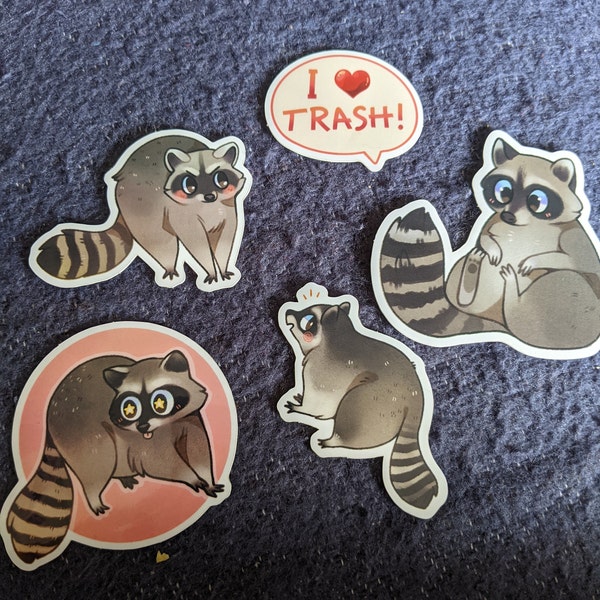 Cute Raccoons Sticker Set - Etsy