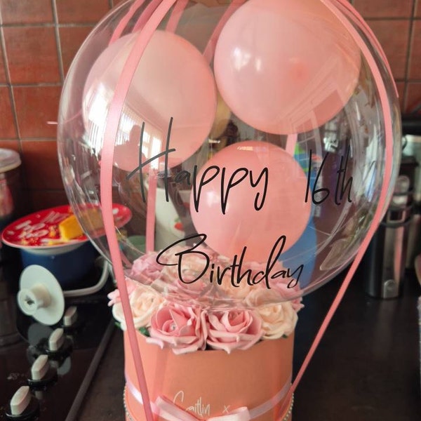 Hot Air Balloon Flower Box, Hat Box Flowers, Birthday Balloon ...