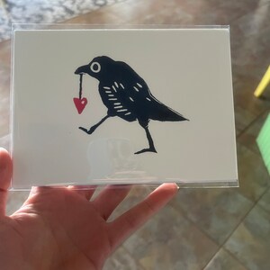 Crow and Pizza Block Print-linocut - Etsy