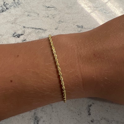 10K Gold Rope Chain Gold Rope Chain Bracelet 3mm, 3.6mm, 4mm, 4.5mm ...