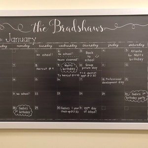 Large Personalized Calendar Custom Family Name Calendar - Etsy