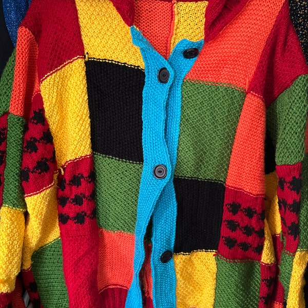 Cardigan Sweater Oversized Patchwork Sweater - Etsy