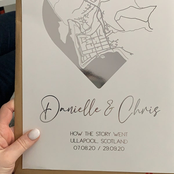 Where We Met Print, Personalised Couple's Map Print, Valentine's Gift ...