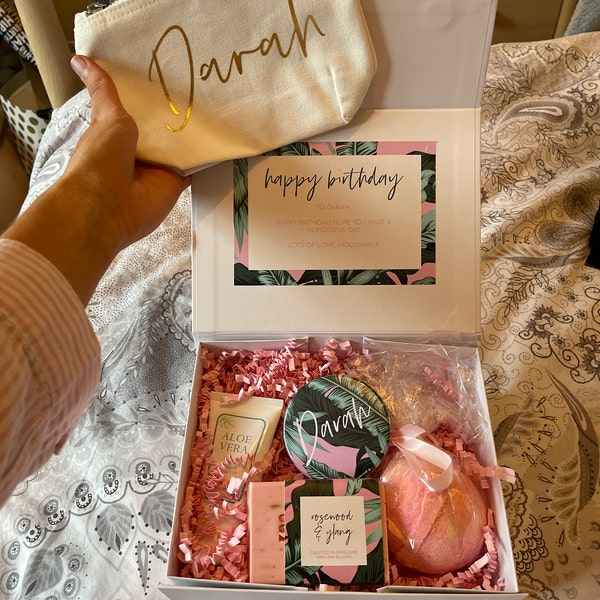 Personalised Happy Birthday Gift Box Filled, Gold Best Friend Gift Box ...