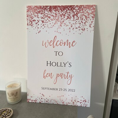 EDITABLE Hen Party Welcome Sign, Rose Gold Hen Party, Hen Party Welcome ...