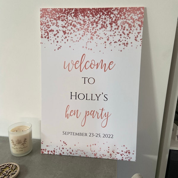 EDITABLE Hen Party Welcome Sign, Rose Gold Hen Party, Hen Party Welcome ...