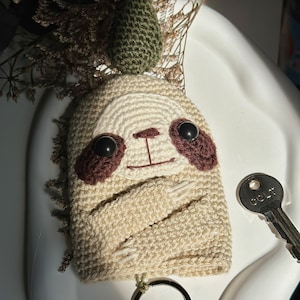 Sloth Key Cover Crochet Pattern PDF, Cozy Amigurumi Animal Key Holder ...