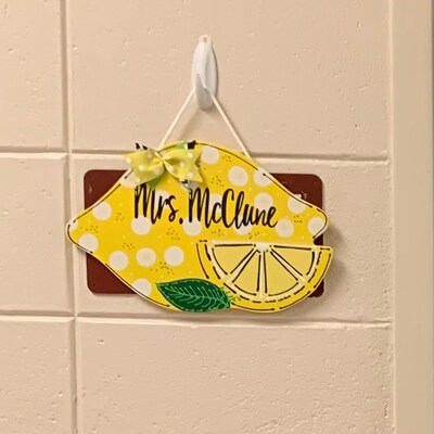 Personalized LEMON TEACHER SIGN Class Classroom Name Room Door Plaque ...