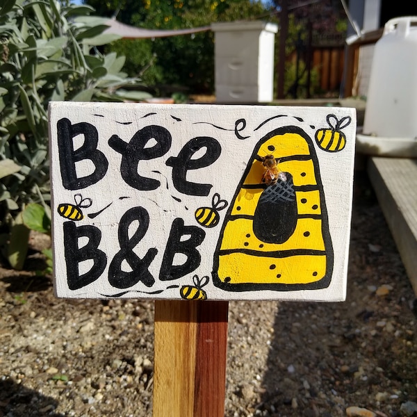 Bee B & B Garden Sign, Save the Bees Wooden Sign, Bee Sign, Honeybee ...