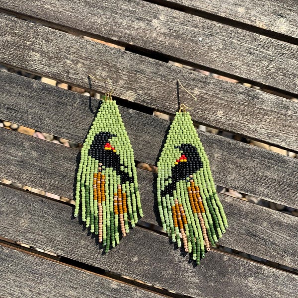 PDF BEADING PATTERN - Birds! Northern Cardinal Beaded Fringe Earrings ...