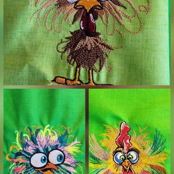 Funny Crazy Chicken Embroidery Design, Crazy Chicken Embroidery Bundle ...