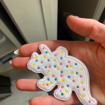 Fuzzy Dino Cookie Patch Set 2 Dinosaur Patches Adhesive Dino Patch Sugar Cookie Cute Dino ...