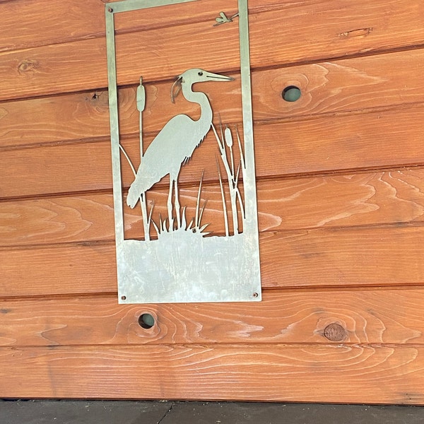 Great Blue Heron Metal Wall Art | Metal Privacy Screens | Large Metal ...