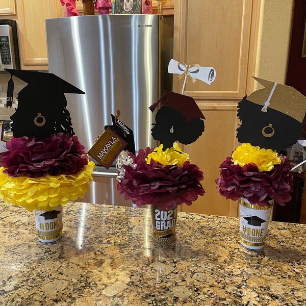 Afro Girl Graduation Cap Gown Silhouette, Class of 2025 Silhouette ...