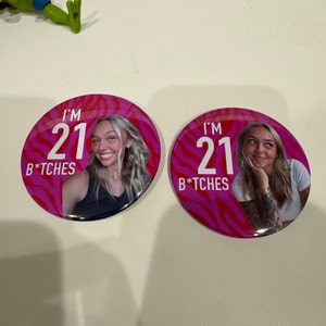 CUSTOM BIRTHDAY BUTTONS 21st Birthday Button Birthday Party Favors ...