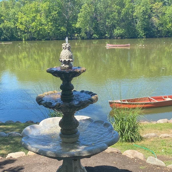 11" Tall Cement Pineapple FOUNTAIN Topper Top Finial Garden Art ...