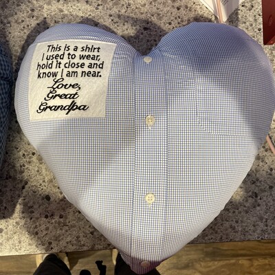 Heart MEMORY Pillow, Memory Cushion, Loss of Father, Loss of Husband ...