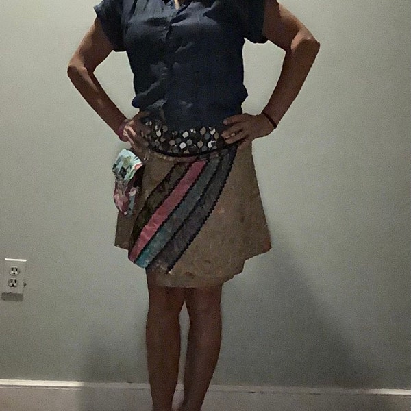 Short Unique Reversible Wrap Skirt, One-size-fits-all, Four-skirts-in ...
