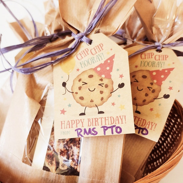 Printable Birthday Gift Tags Treat Bag Chocolate Chip Cookie Tags ...