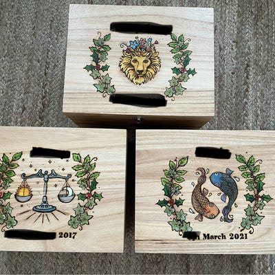 Personalised Wooden Wildflower Jewellery Box With Removable Tray, Large ...