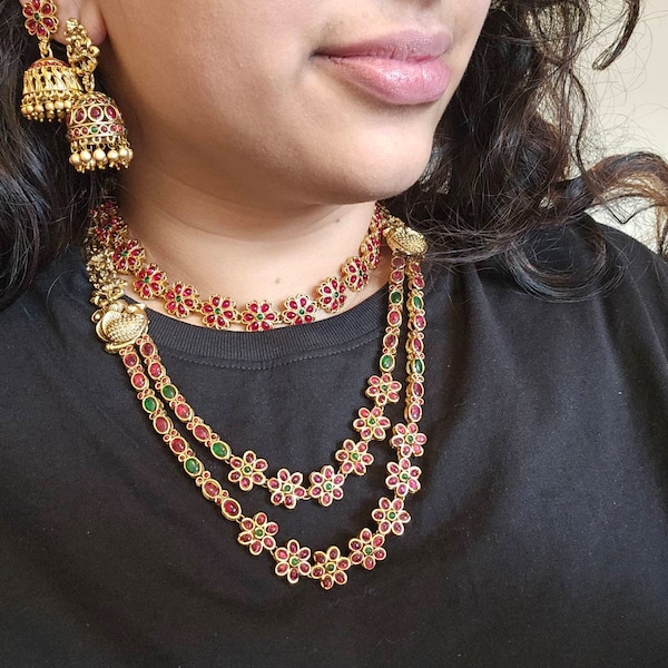Kemp Stone Temple Jewellery | Ethnic Designer Wear Jewellery Gold ...