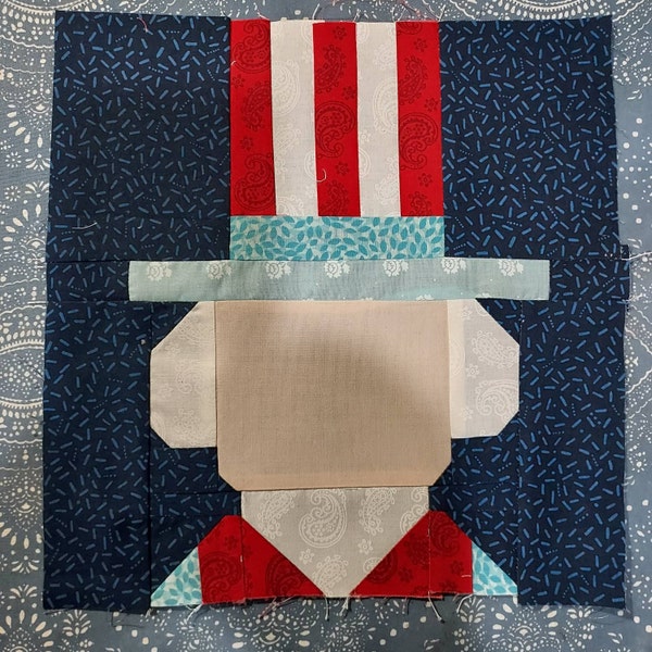 Uncle Sam Patriotic 4th of July Flag PDF Quilt Block Pattern - Includes ...