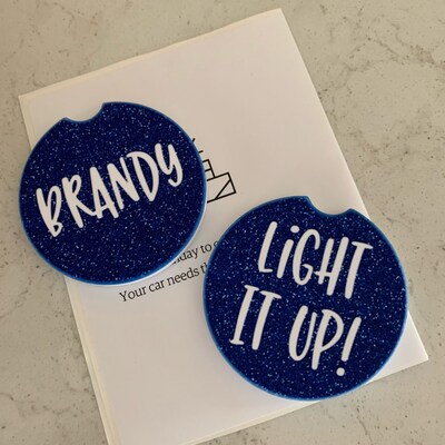Personalized Glitter Sandstone Car Coasters set of 2 20 Color Options ...