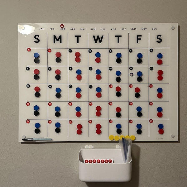 Magnetic Acrylic Dry Erase Calendar for Non-magnetic Fridge or Dorm ...