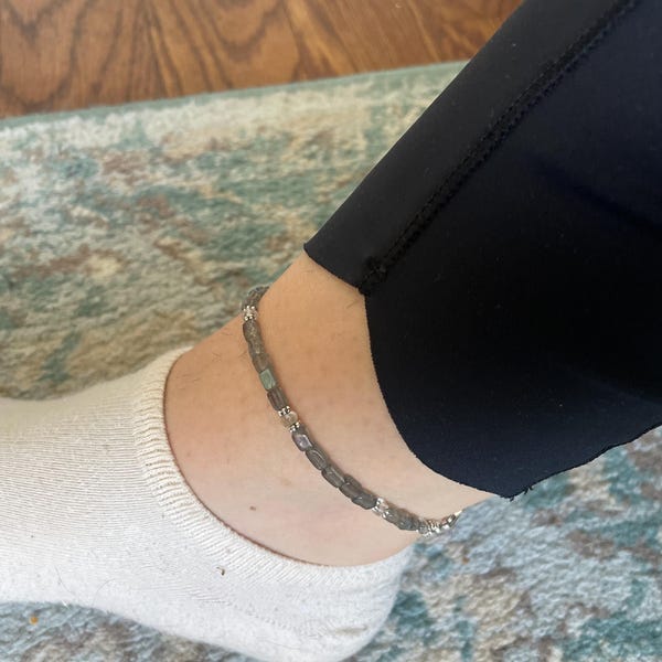 Chakra Multi Gemstone Anklet With Onyx and Dragonflies, Adjustable ...