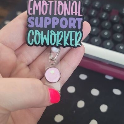 Emotional Support Coworker Badge Reel,retractable Swivel Alligator Clip ...