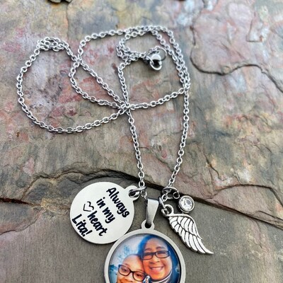 Memory Photo Handmade Jewelry Memorial Necklace Gift Your Wings Were ...