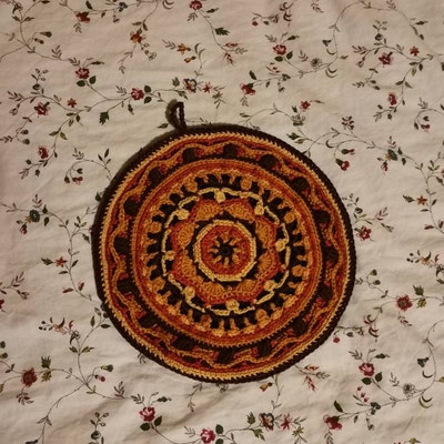 Crocheted Potholder PATTERN Round Mandala Pot Holder Overlay Crochet ...