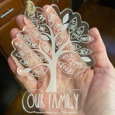 CUSTOM Laser Engraved Clear Acrylic Family Tree Christmas - Etsy