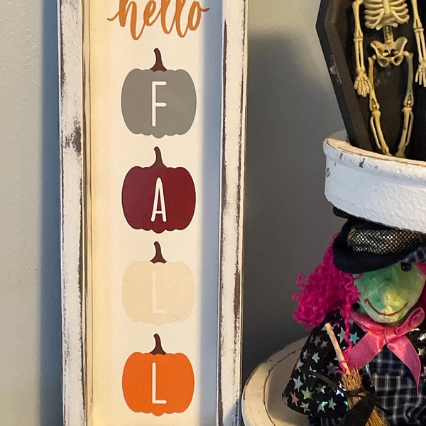 Hello Fall Pumpkins Wood Framed Sign, Fall Porch Sign, Halloween Decor ...