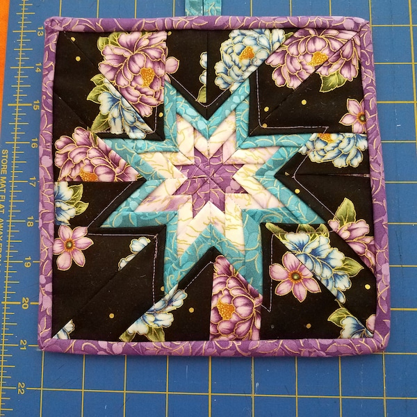 FOLDED STAR SQUARED Hot Pad Sewing Pattern - 8” Square Hot Pad - Plum ...