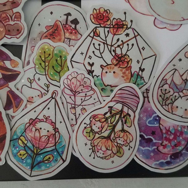 Cute Terrarium Stickers/ Matte Holographic/ Kawaii/ Die Cut Stickers ...