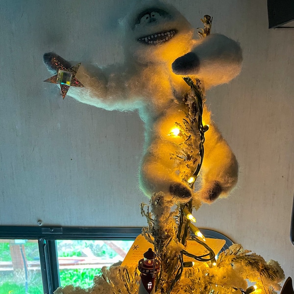 Christmas Tree Topper Abominable Snowman Vintage Christmas Ornament ...