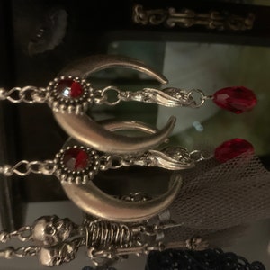 Silver Gothic Moon Necklace With Amethyst Pendant, Gothic Jewelry - Etsy