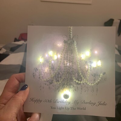 Light up Birthday Card, Chandelier, Personalised, Handmade Card. Any ...