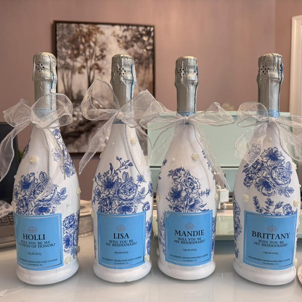 Custom Tiffany & Co. Wine Bottle Labels for Bachelorette Party, Bridal ...