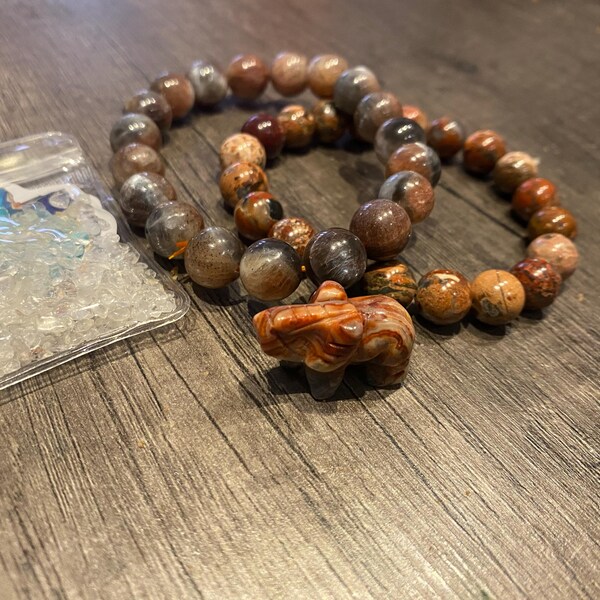 Pixiu Carving Rhodonite With Rose Quartz and Clear Quartz, 10 MM, for ...