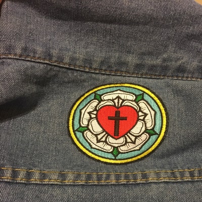 LUTHER ROSE PATCH Iron-on Embroidered Christian Cross Lutheran Church ...