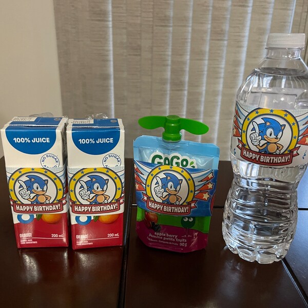 Sonic Digital Water Bottle Labels - 8" X 2" Sonic the Hedgehog ...