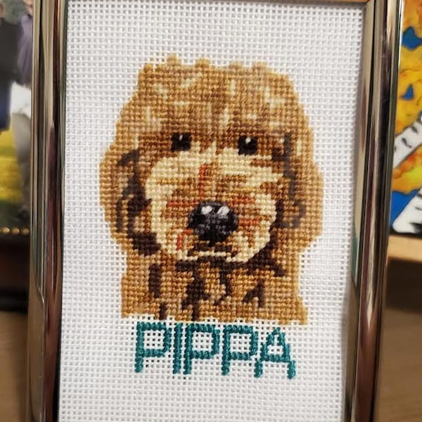 Goldendoodle Needlepoint Canvas/dog Needlepoint Canvas/hand Painted/18 ...