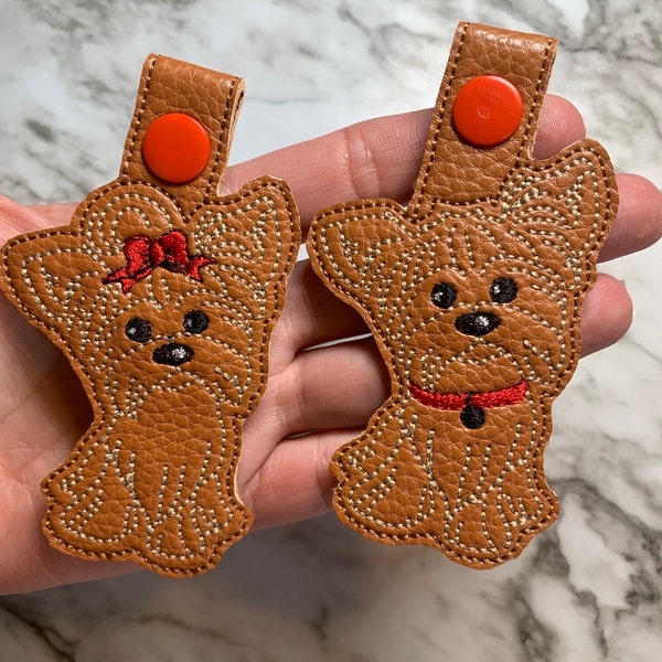Yorkie - Dog - SET - 2 Designs Included - in the Hoop - Snap/rivet Key ...