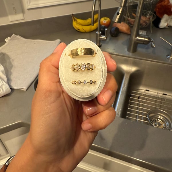 THREE SLOT Ring Box, Three Slot Velvet Ring Box, Three Slot Wedding ...