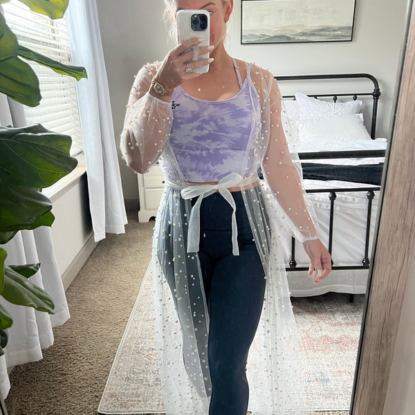 LUXE PEARL ROBE | Bridal | Maternity Shoot | Bride Robe | Soft Tulle - Etsy